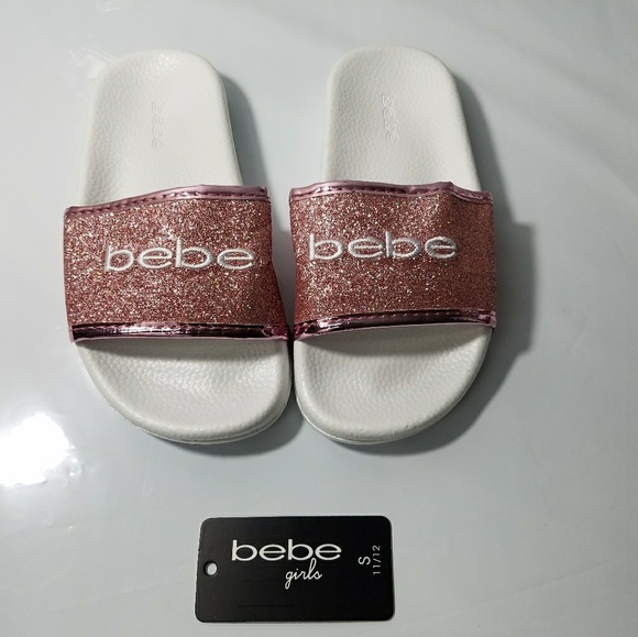 bebe | Shoes | Girls Glitter Texture Bebe Slides Sandals | Poshmark